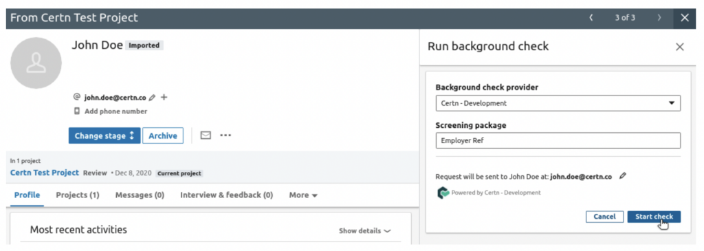 Certn Integration With LinkedIn Talent Hub | Certn